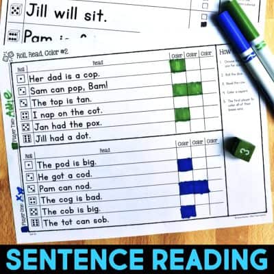 CVC Phonics Partner Games for Decoding Words and Sentences