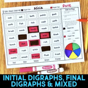 Digraph Phonics Partner Games for Decoding Words and Sentences