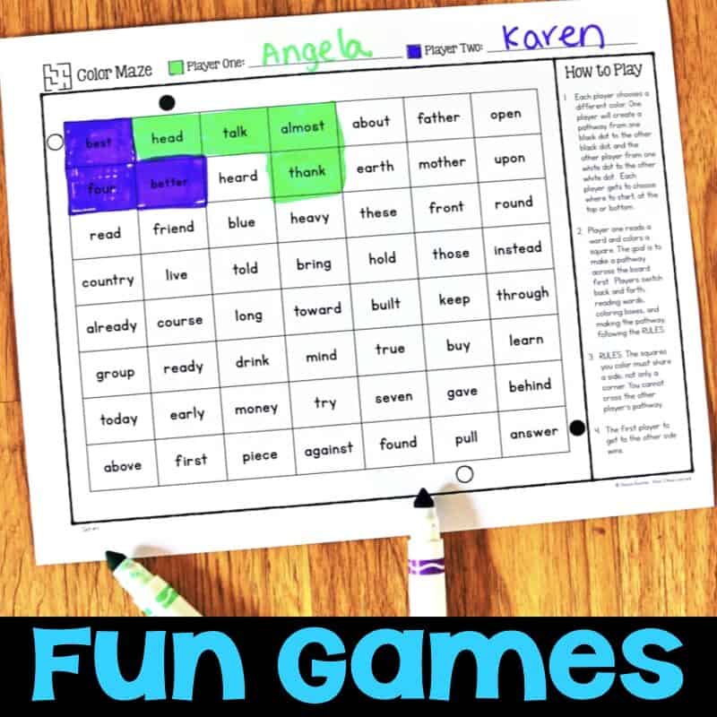 Sight Word Phonics Partner Games - High Frequency Words