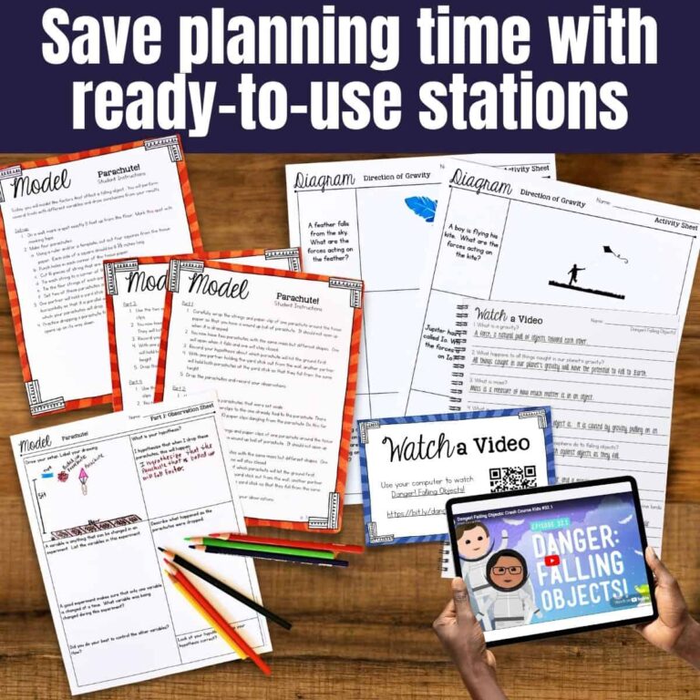Gravity on Earth Science Stations: NGSS 5-PS2-1 Unit Bundle