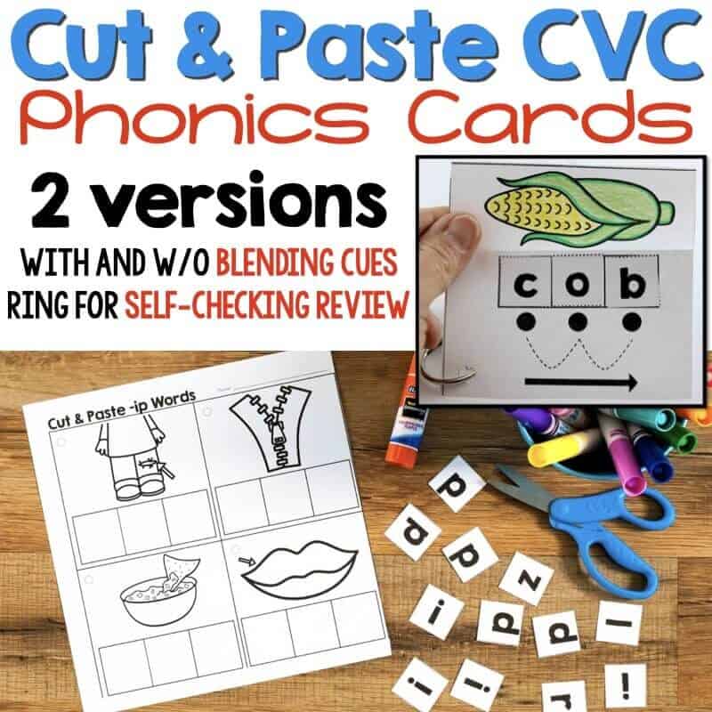 Cut and Paste CVC Phonics Cards (includes Blending Cues)