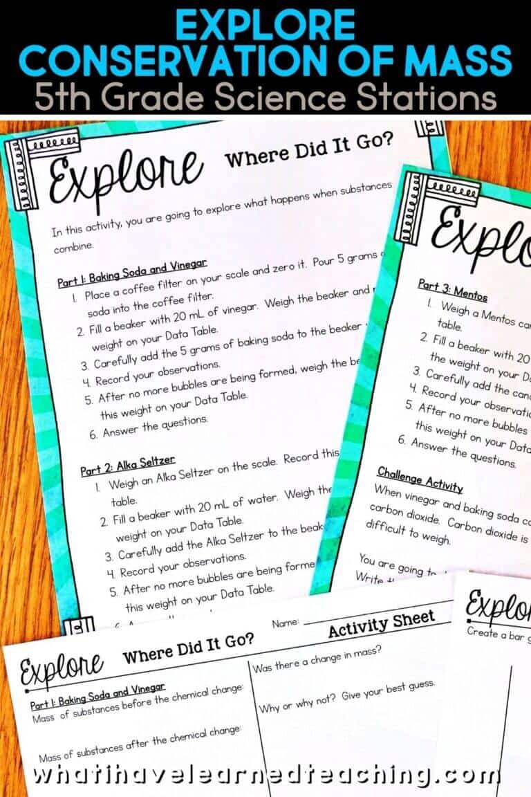 Conservation of Mass 5th Grade Science Stations