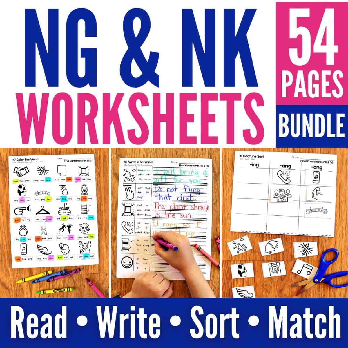 Words with NG & NK Worksheets & Activities No-Prep Phonics Worksheets