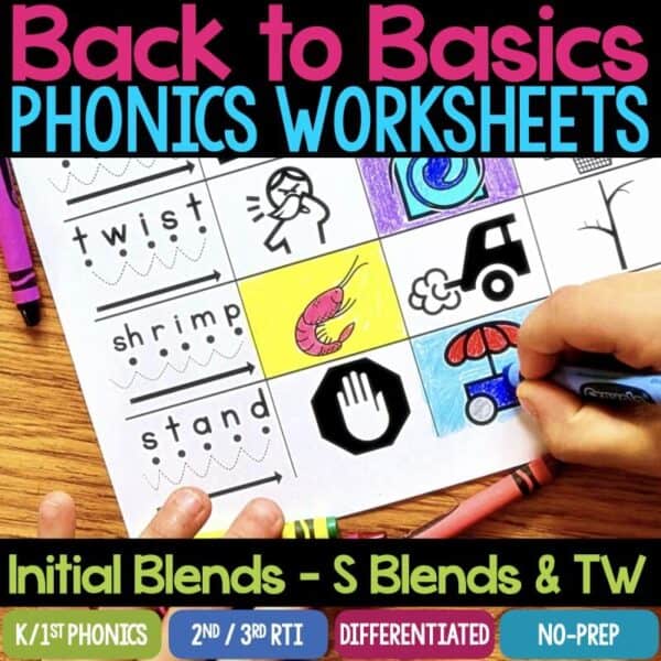 S-Blends & TW No-Prep Phonics Worksheets & Activities
