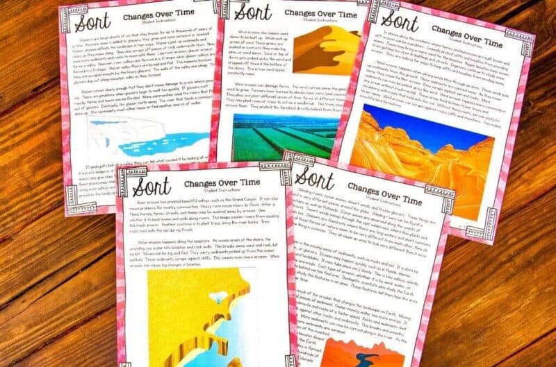 Forces of Erosion Sorting Activity - Earth's Changes Over Time Science ...