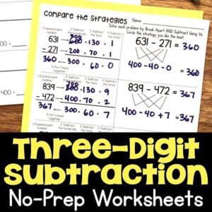 Three-Digit Addition Worksheets Using Addition Strategies