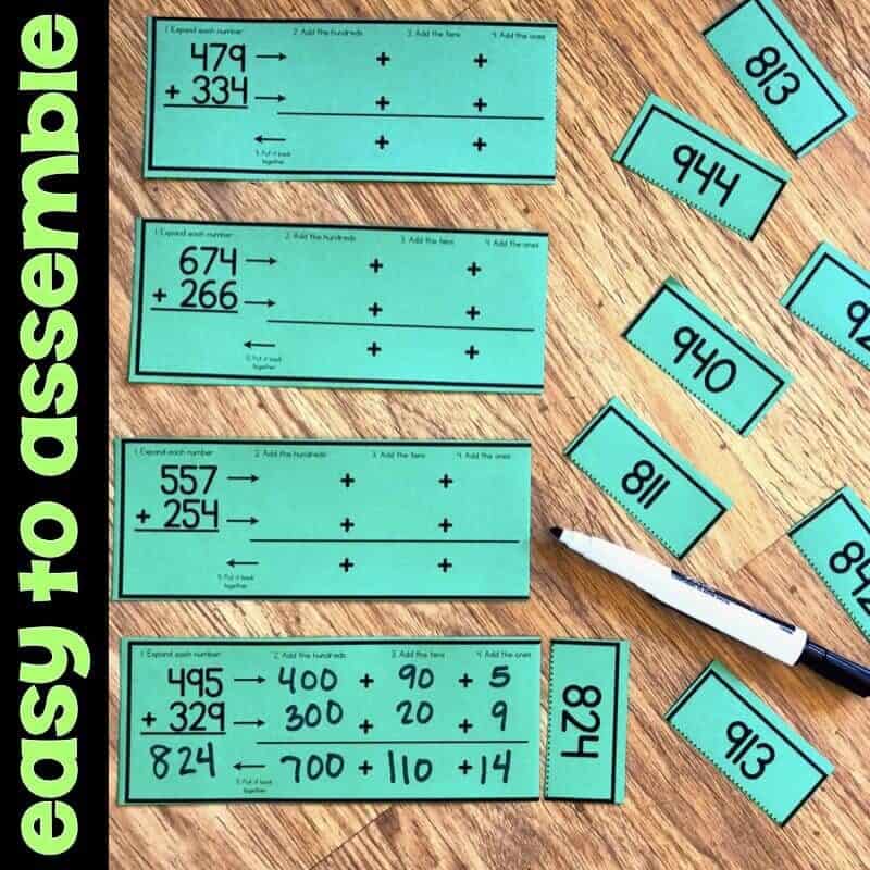 Three-Digit Addition Math Centers | Three-Digit Addition Task Cards
