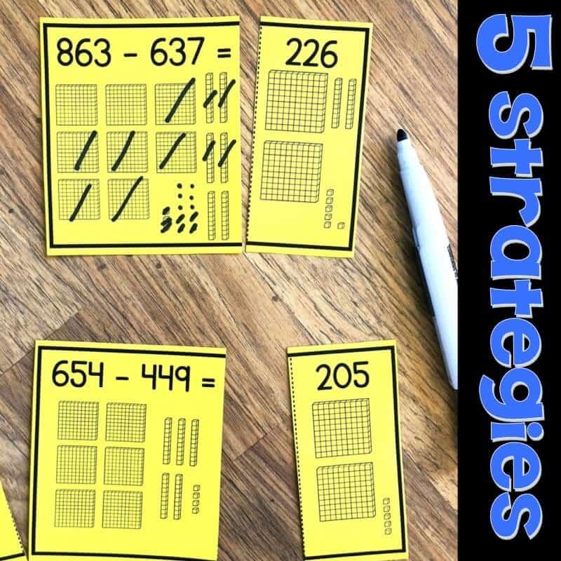 Three-Digit Subtraction Math Centers | Three-Digit Subtraction Task Cards
