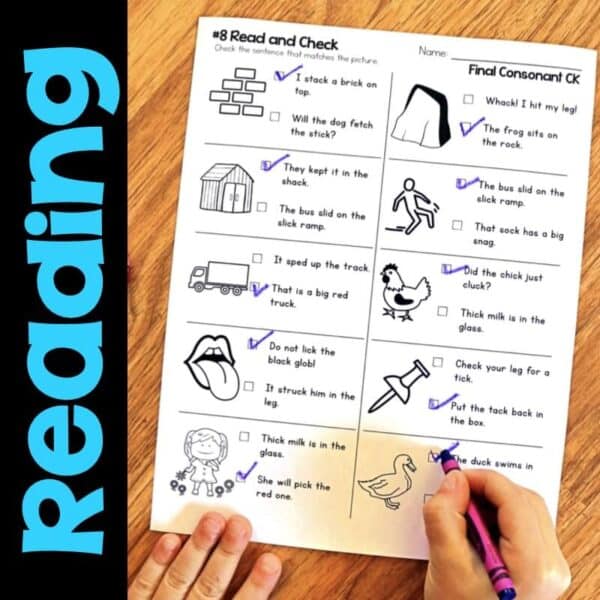 Final Consonant CK Worksheets & Activities No-Prep Phonics Worksheets