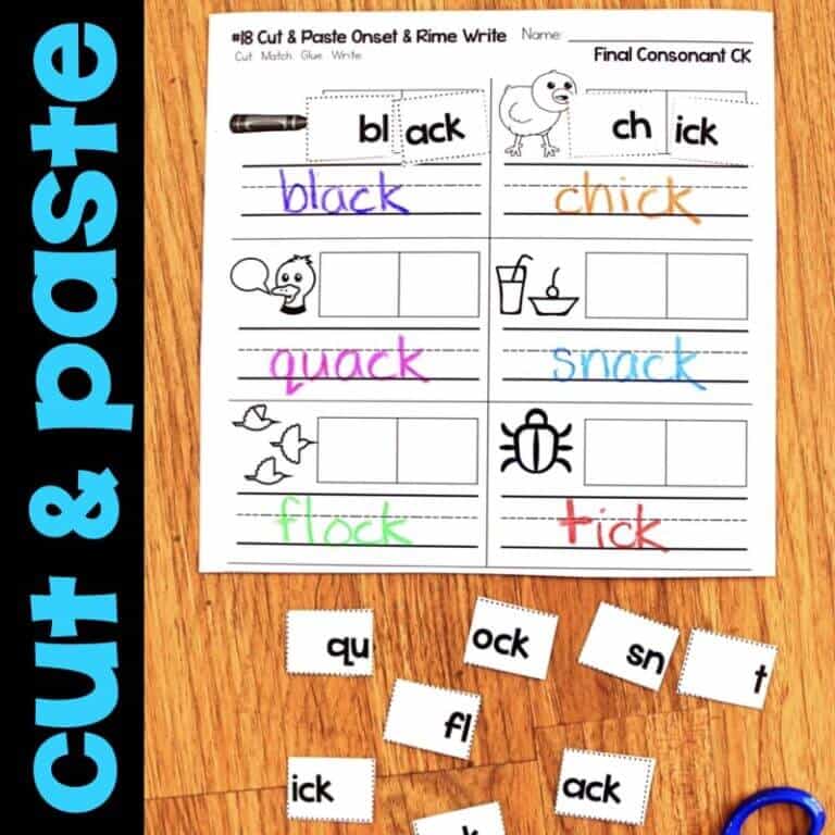 Final Consonant CK Worksheets & Activities No-Prep Phonics Worksheets