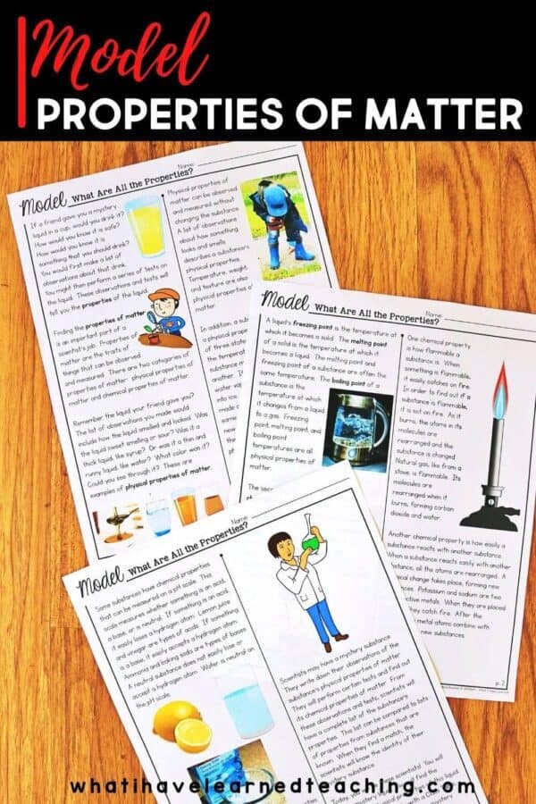 Properties of Matter Science Stations for Fifth Grade