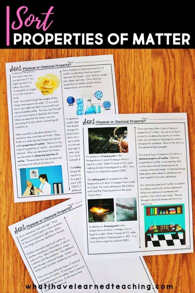 Properties of Matter Science Stations for Fifth Grade