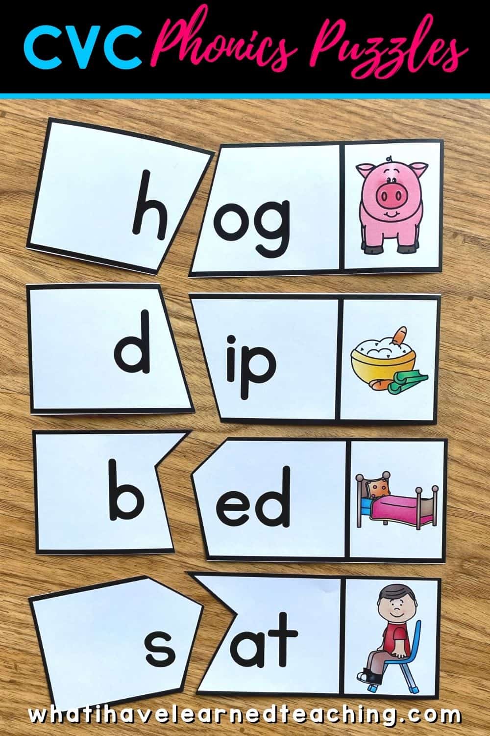 CVC Phonics Puzzles by Sound & by Word Family