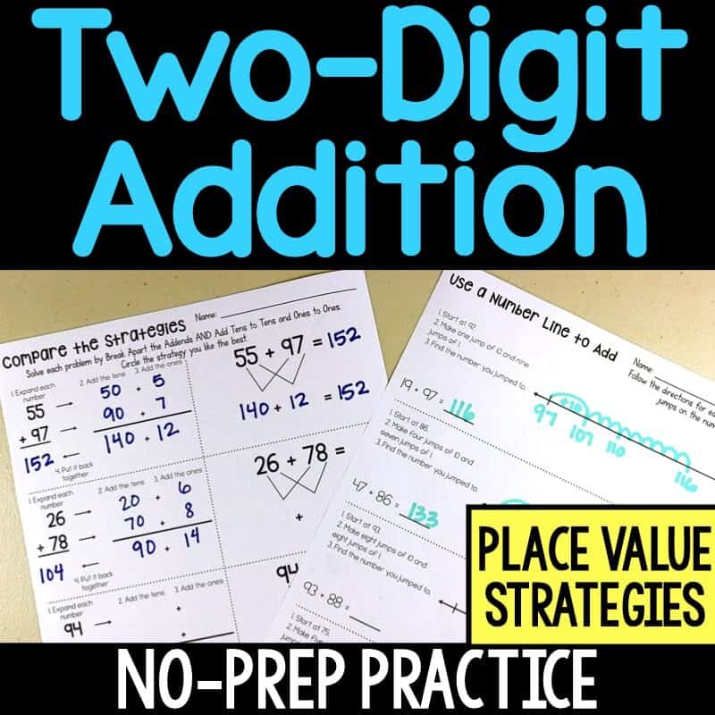 Two-Digit Addition Worksheets Using Place Value Strategies