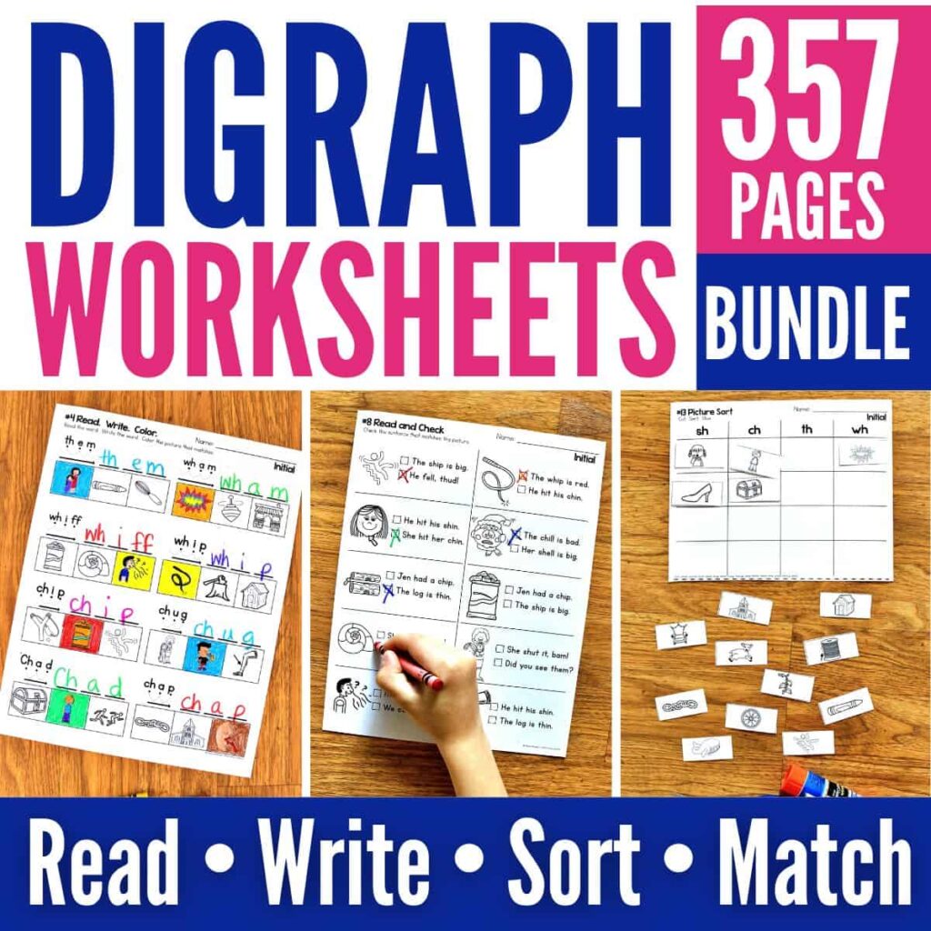 Digraphs Worksheets Bundle | 357 No Prep Initial & Final Digraph Activities