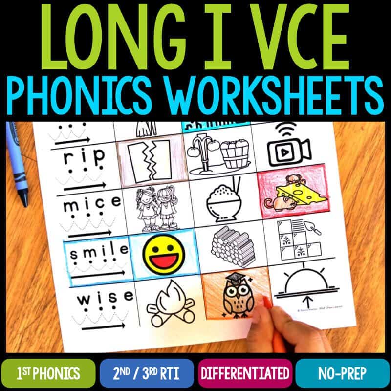Long I VCE Worksheets and Activities No-Prep Phonics Worksheets