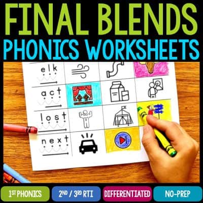 Final Blends Worksheets & Activities (No-Prep Phonics Worksheets)