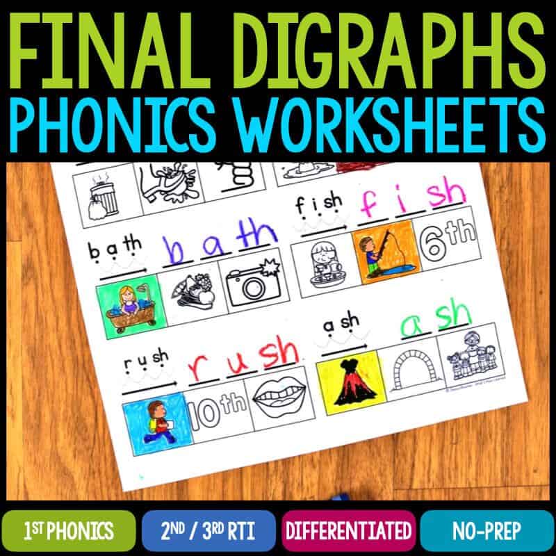 Final Digraphs Phonics Worksheets & Activities