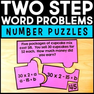 Two-Step Word Problems Number Puzzles - OA8