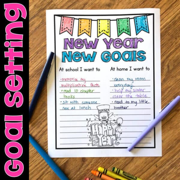 New Years Activities for the Classroom & New Years Resolution Writing Pages