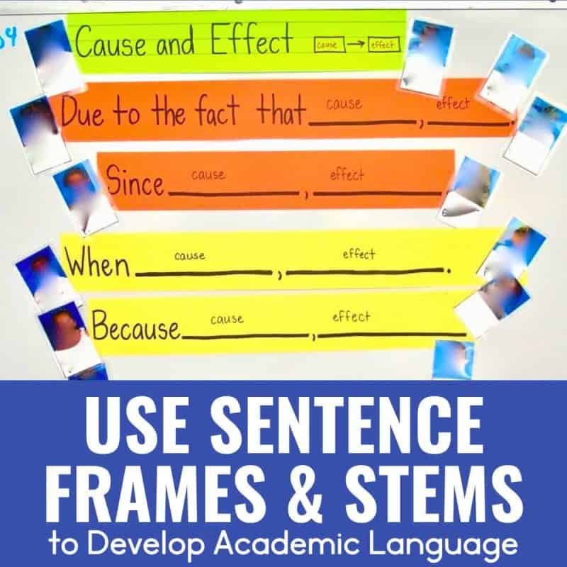 Cause and Effect Sentence Frames for Students