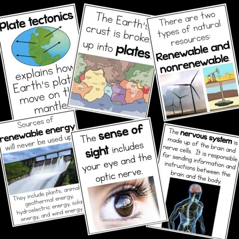 4th Grade Science Vocabulary Cards & Big Idea Posters for NGSS