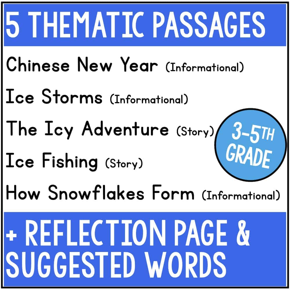January Cloze Reading Passages for Vocabulary, Syntax and Comprehension