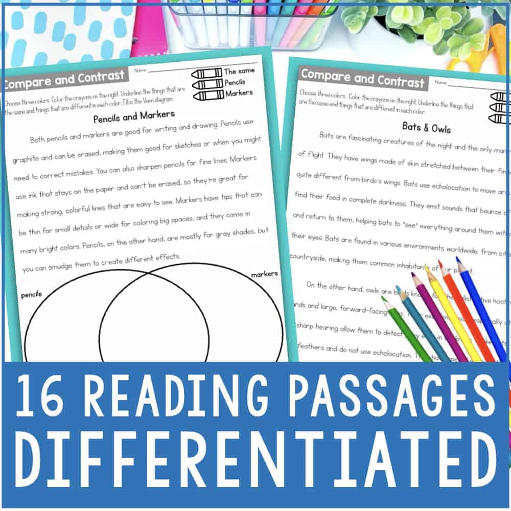 Compare and Contrast Paragraphs & Reading Passages, Comprehension ...