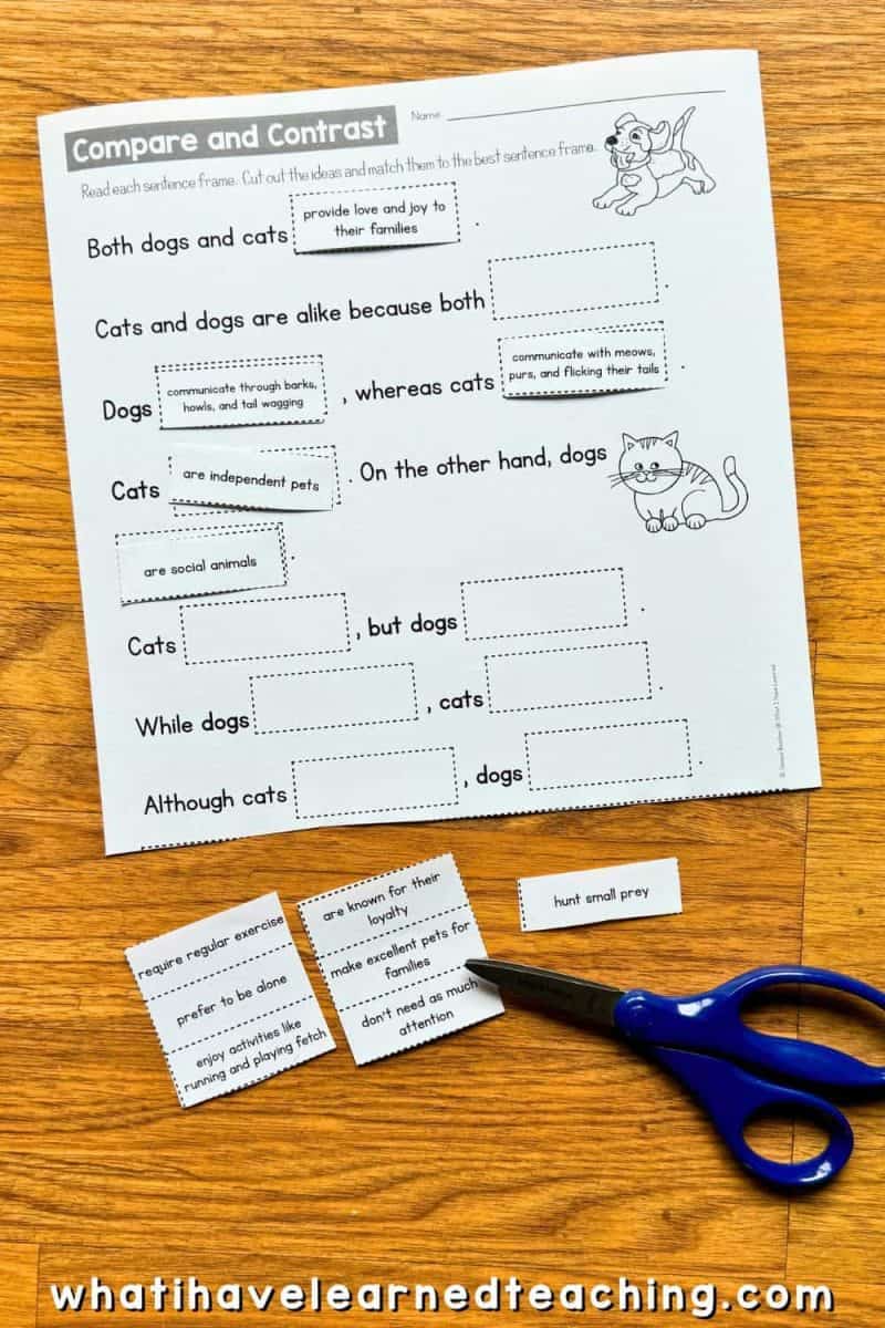 Compare and Contrast 2nd Grade Worksheets and Activities