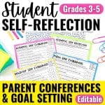 Student Self-Reflection Sheets to Set Goals & Inform Parents