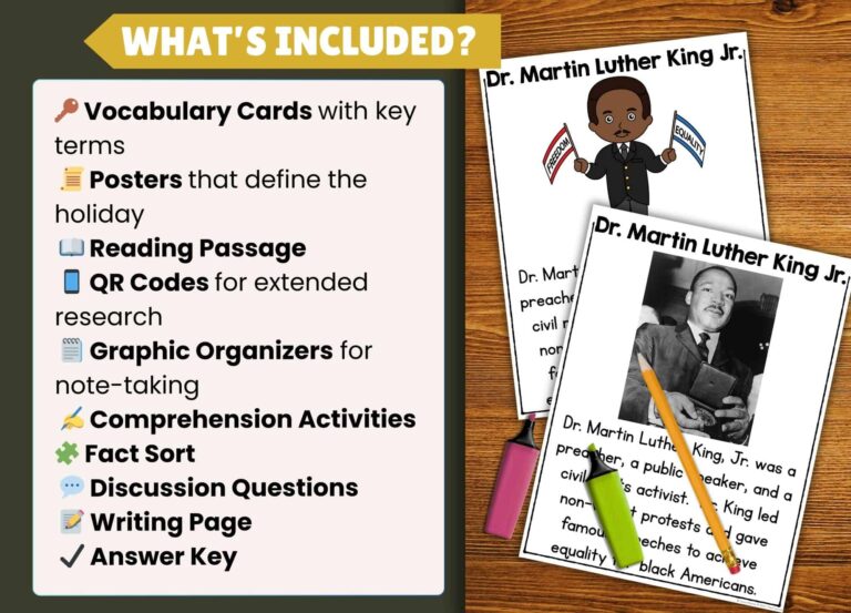 Martin Luther King Jr. Biography Activities for Kids