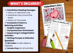 Valentine’s Day Reading Passages: History, Chocolate, & Traditions