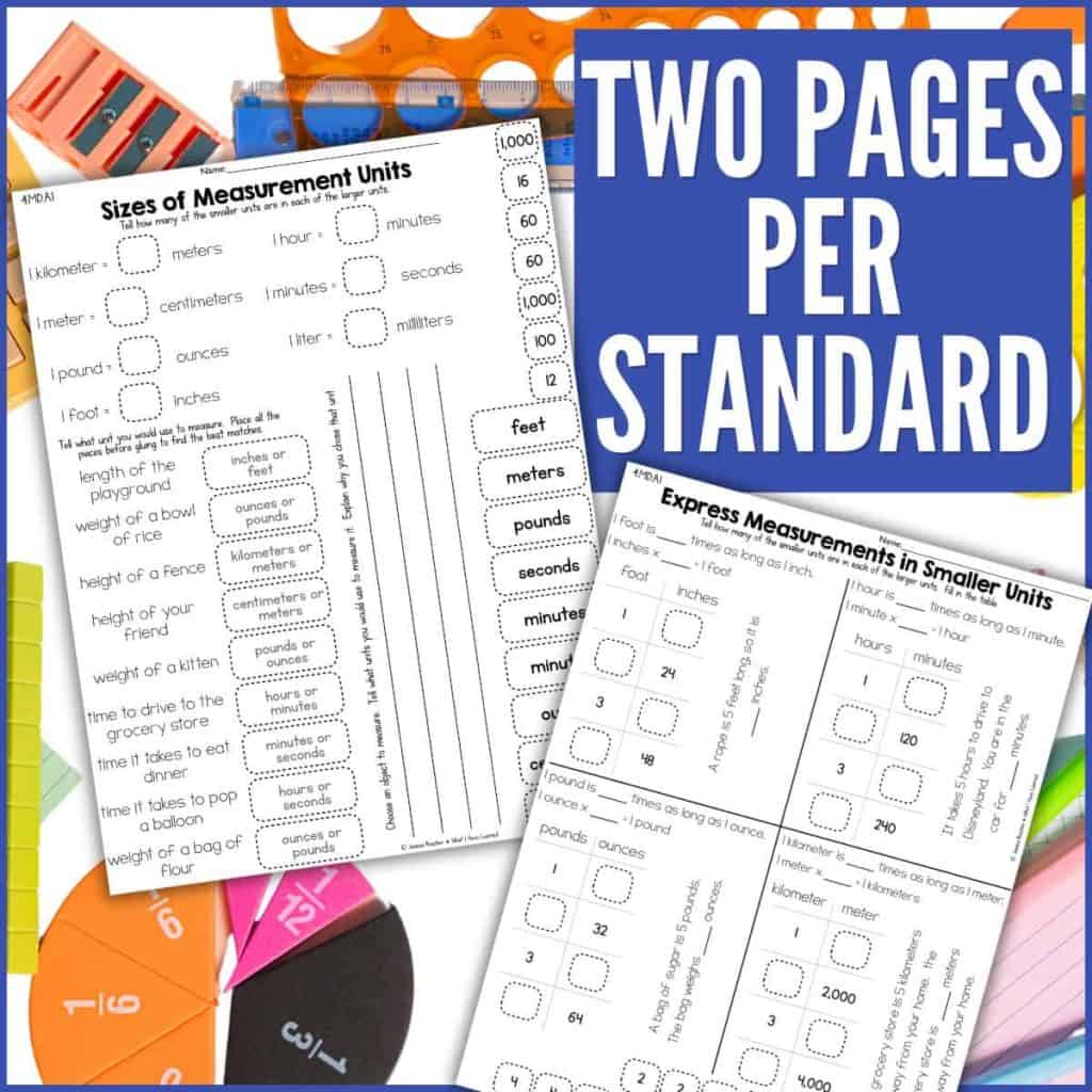 Fourth Grade Measurement & Geometry Test Prep Cut and Paste Math Activities