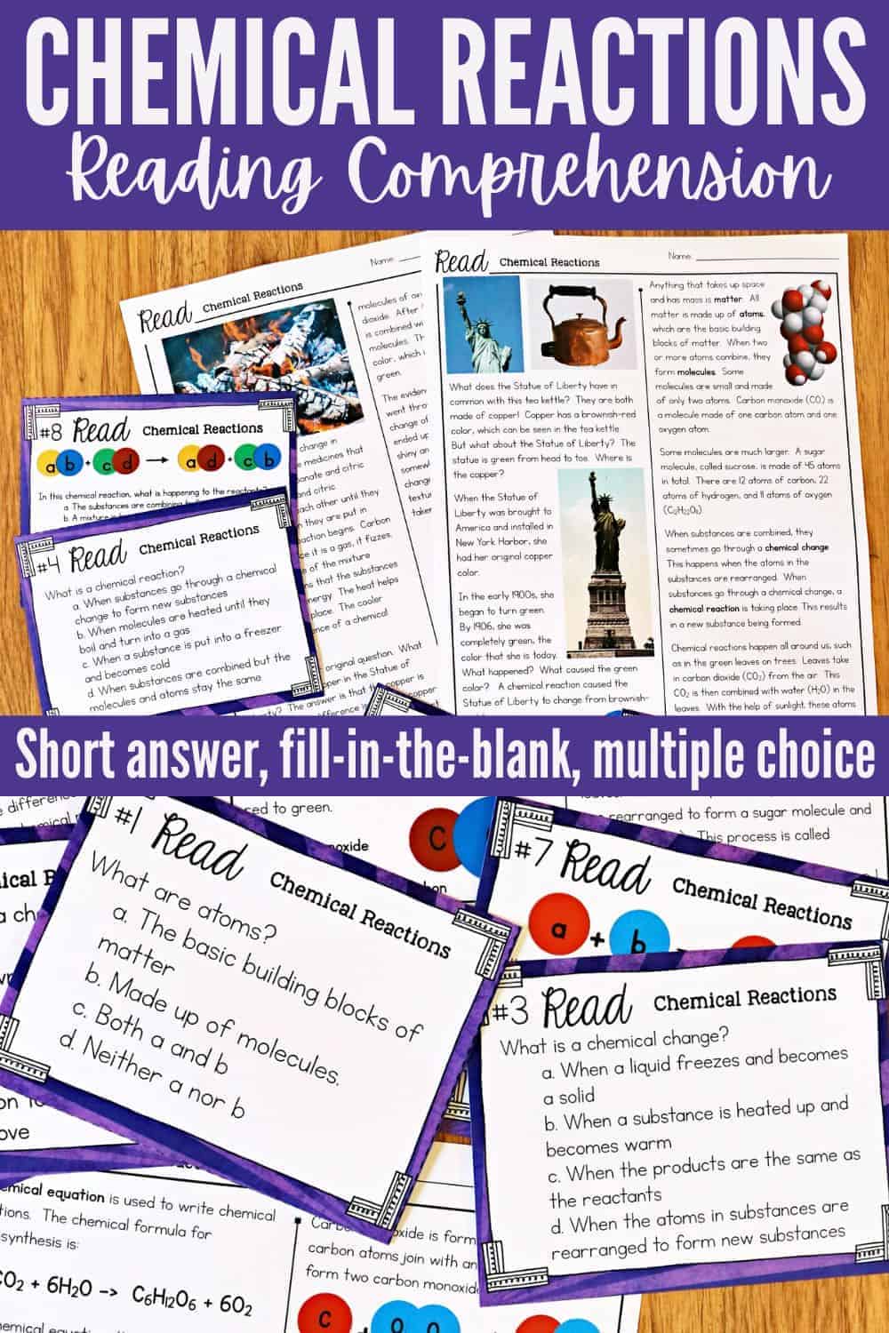 Engaging Chemical Reactions Reading and Comprehension Activities