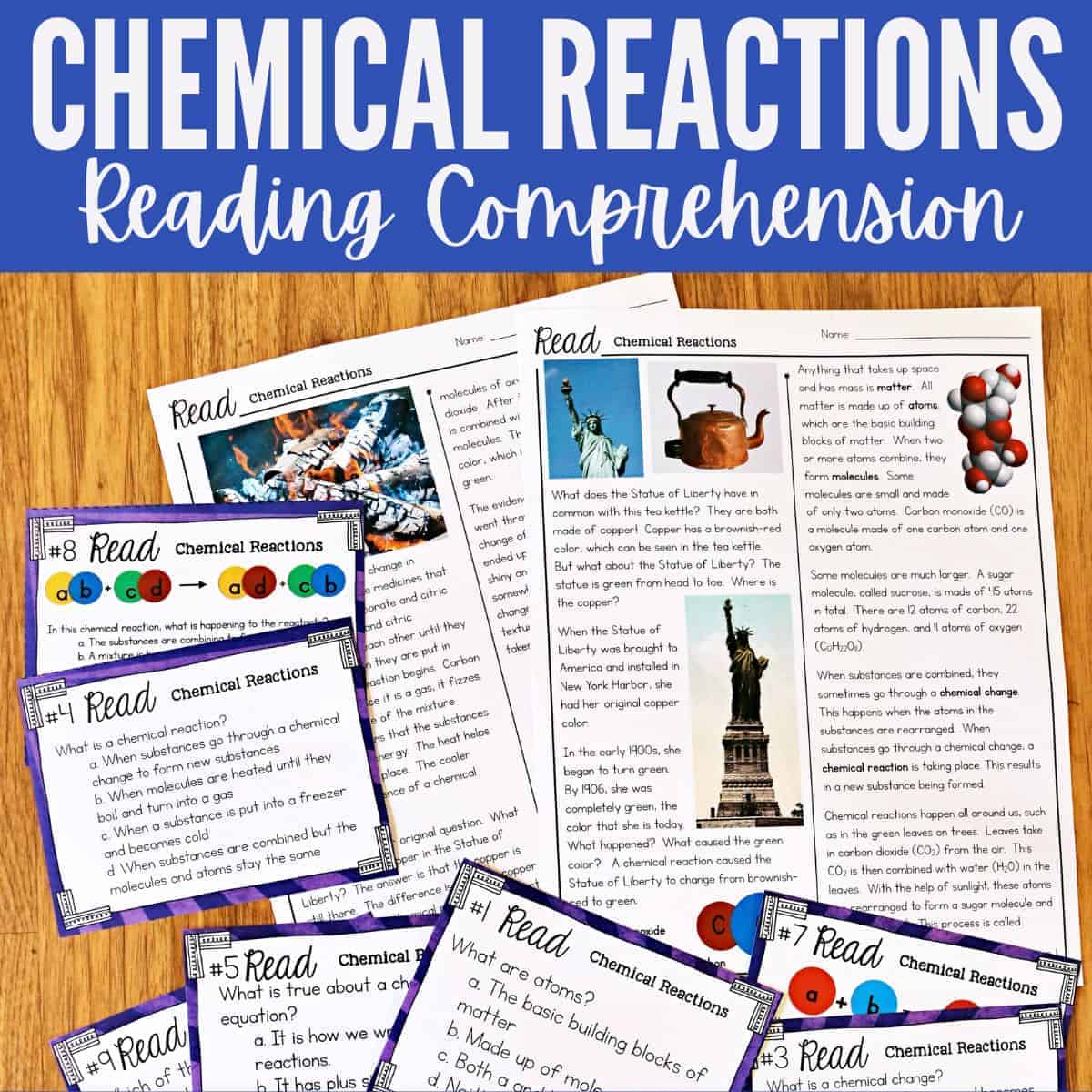 Engaging Chemical Reactions Reading and Comprehension Activities