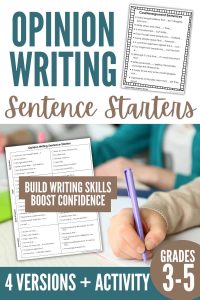 Opinion Writing Sentence Starters (Grades 3-5)