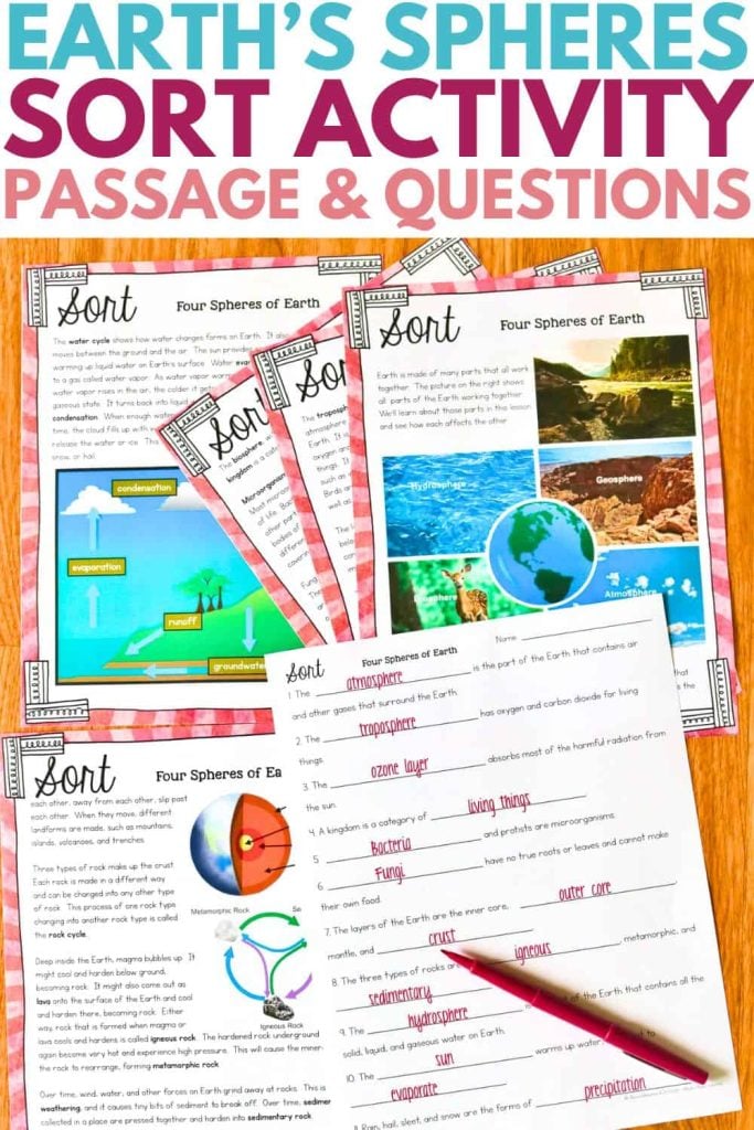 Interactive Earth's Systems Card Sort for 5th Grade