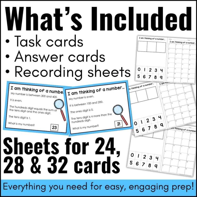 Three-Digit Place Value Mystery Number Task Cards