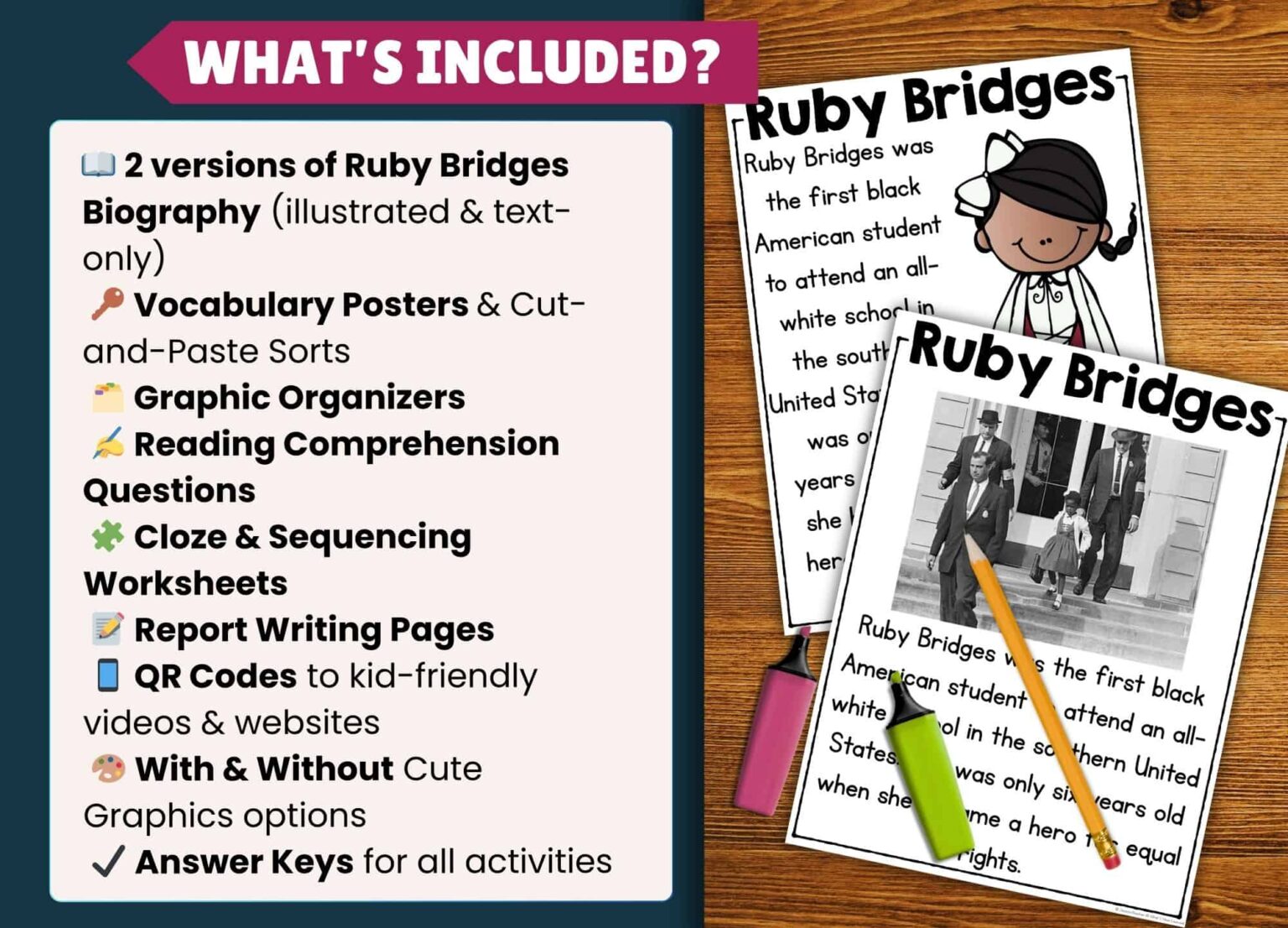 Ruby Bridges Biography for Kids with Comprehension Activities