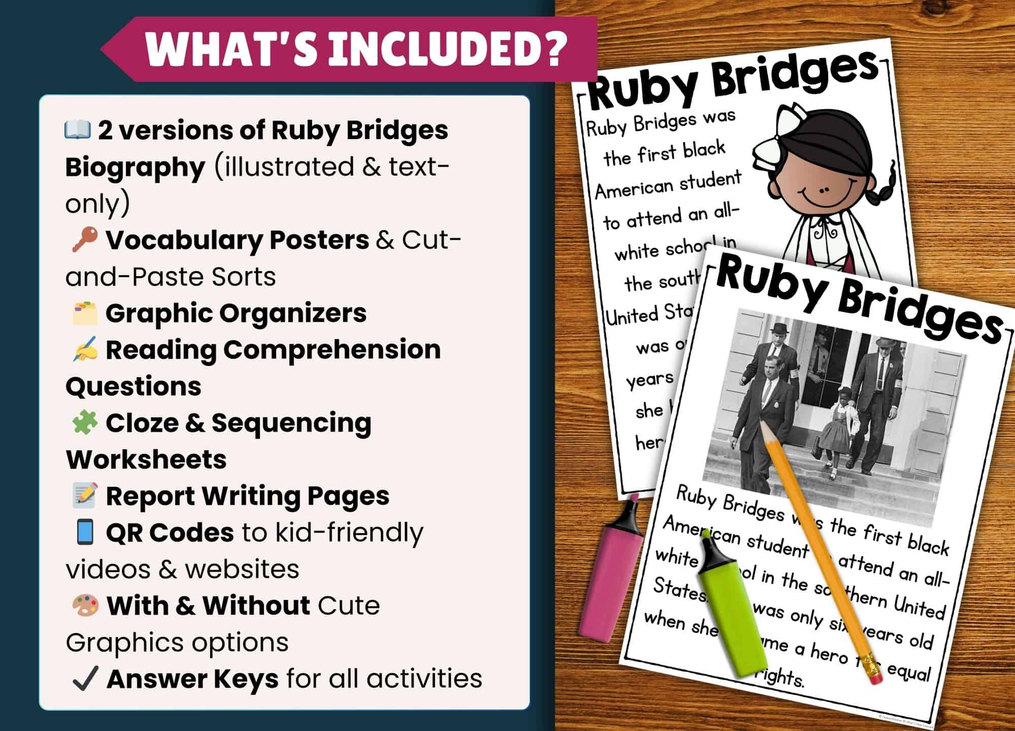 Ruby Bridges Biography for Kids with Comprehension Activities