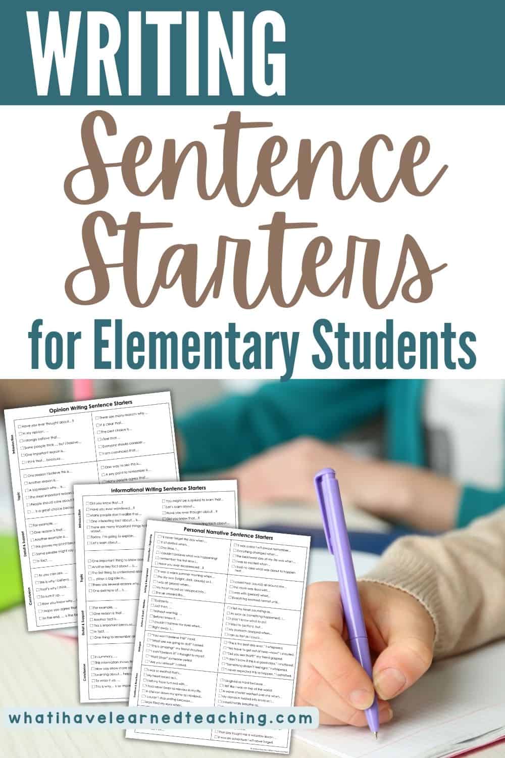 Writing Sentence Starters for Elementary (Grades 3–5)