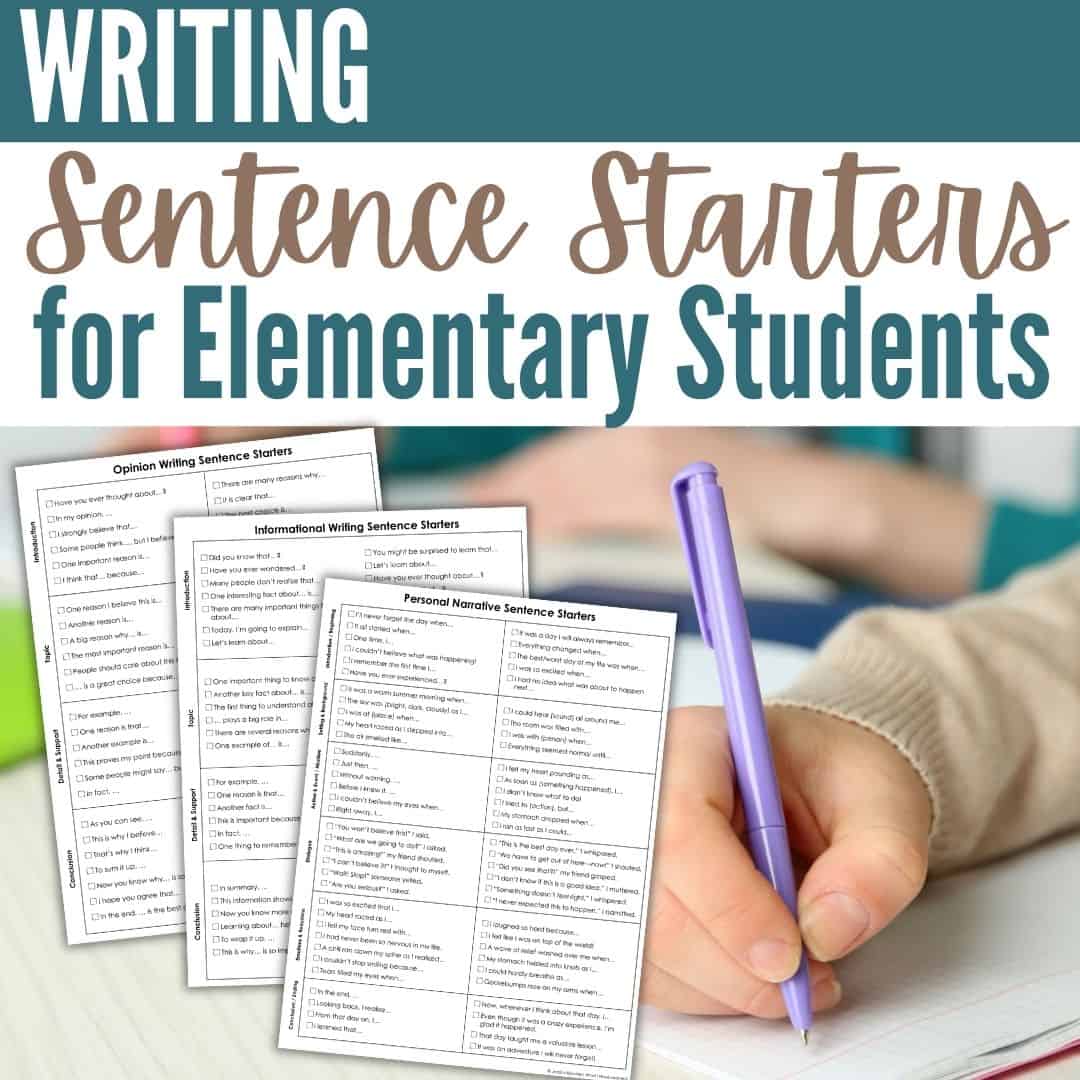 Writing Sentence Starters for Elementary (Grades 3–5)
