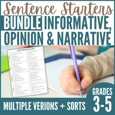 Writing Sentence Starters for Elementary (Grades 3–5)