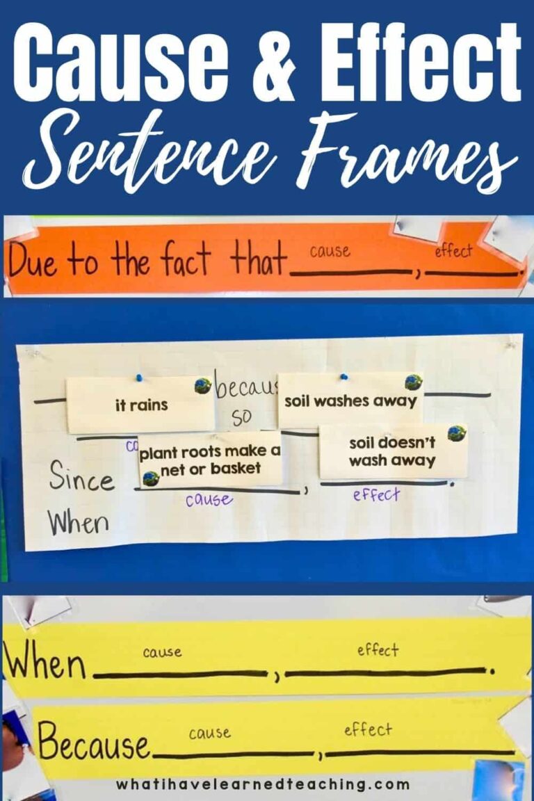 Cause and Effect Sentence Frames for Students