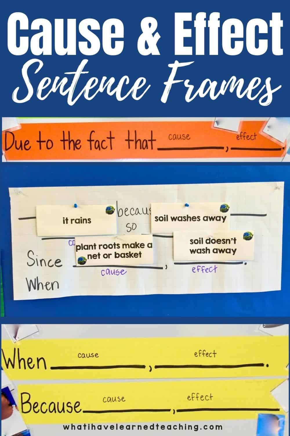 Cause and Effect Sentence Frames for Students