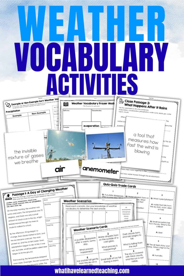 Weather Vocabulary Activities for Elementary Students