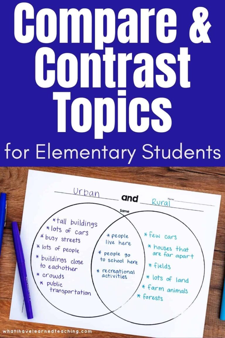 Compare and Contrast Topics for Elementary Students