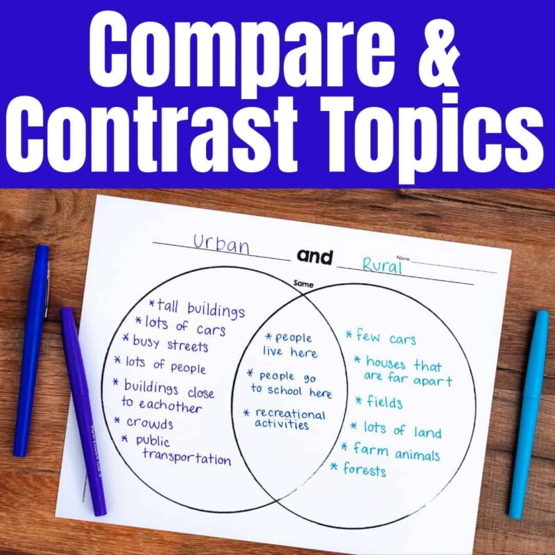 Compare and Contrast Examples for Students (Sentences and Paragraphs)