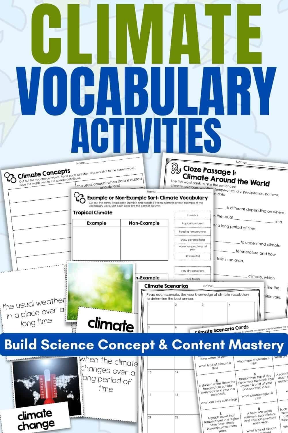 Climate Vocabulary Activities for 3rd Grade Science
