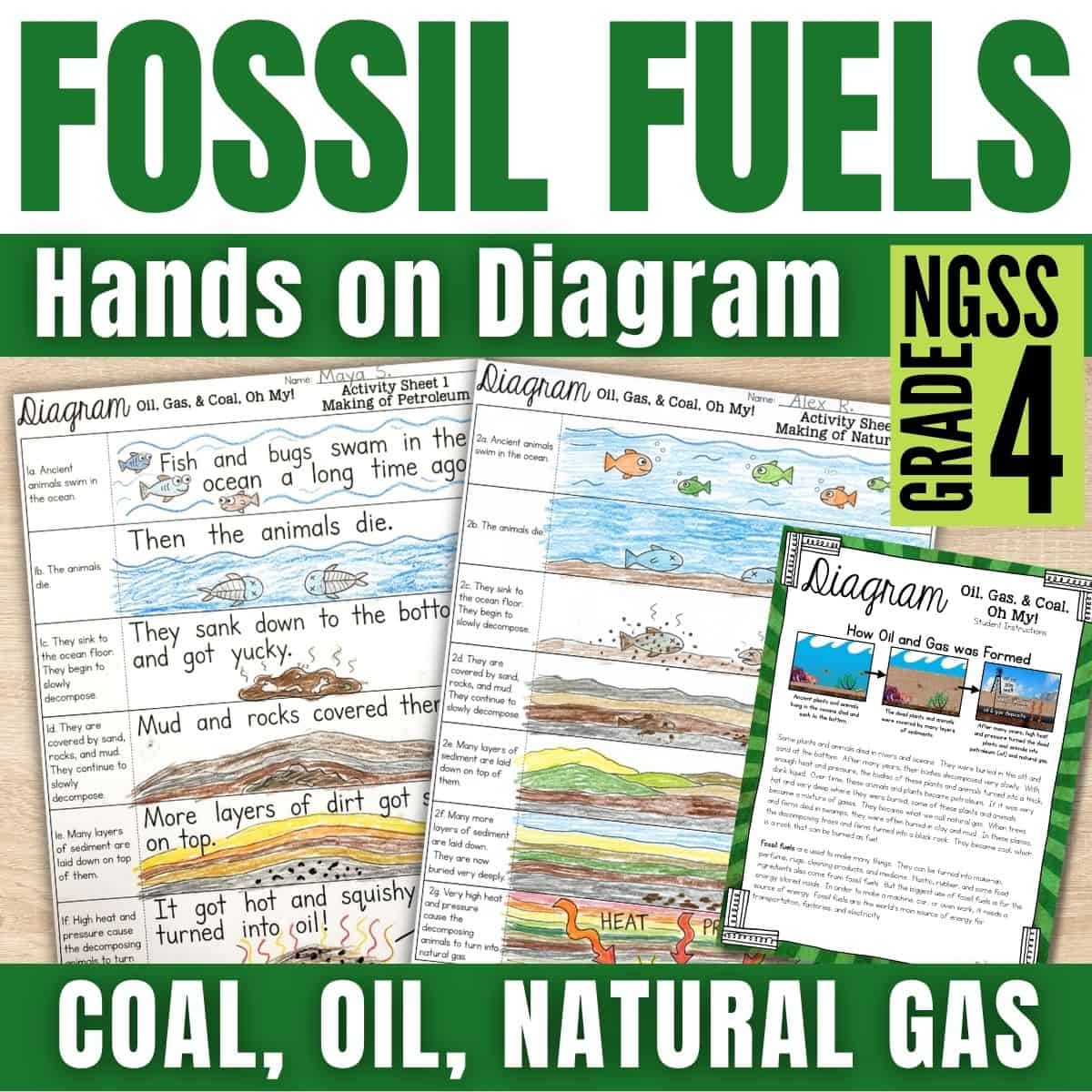 Fossil Fuels Activity 4th Grade: Oil, Gas & Coal Diagram